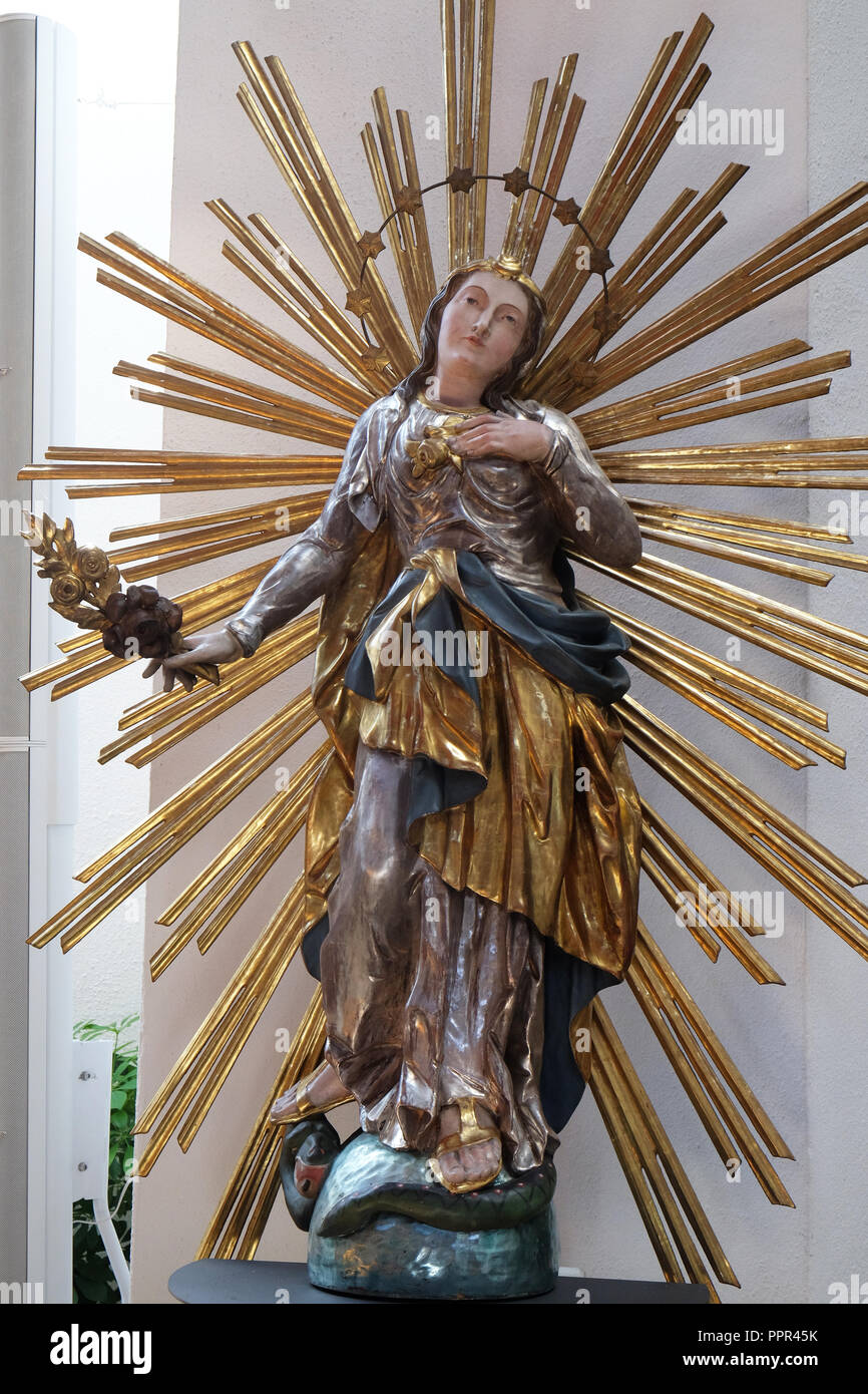 Virgin Mary, statue in the Church of Saint Bartholomew in Leutershausen ...