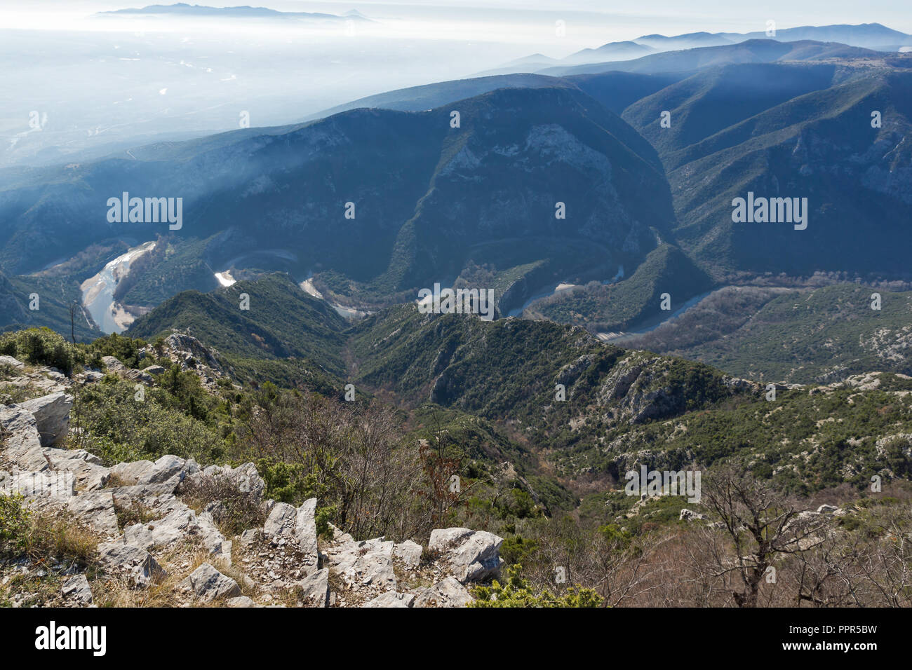 Landscape of Nestos River Gorge near town of Xanthi, East Macedonia and ...