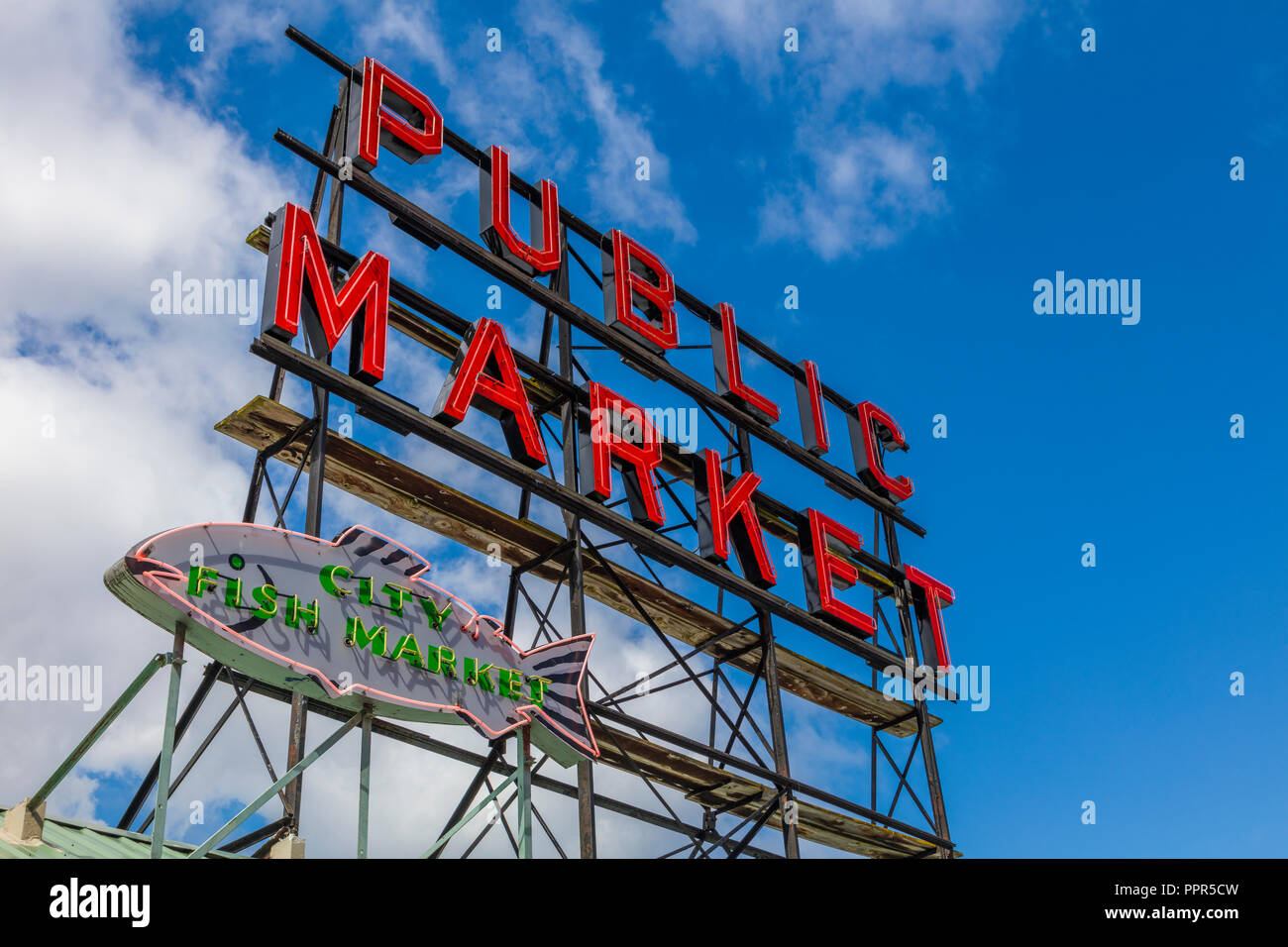 Seattle pike place sign hi-res stock photography and images - Alamy