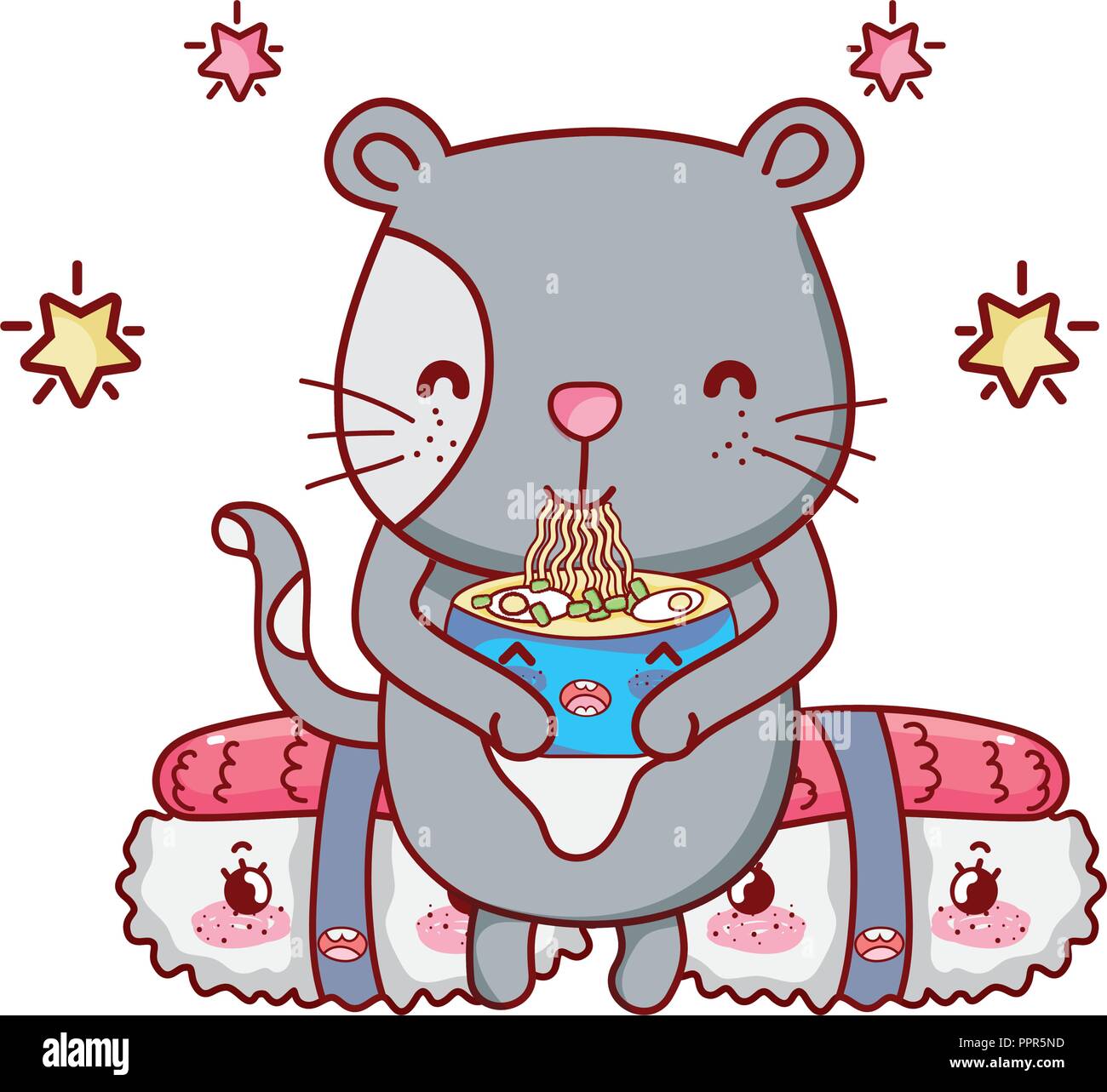 Cat and food kawaii cartoons Stock Vector Image & Art - Alamy