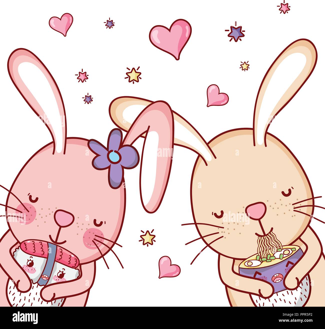 Rabbits and food kawaii Stock Vector Image & Art - Alamy