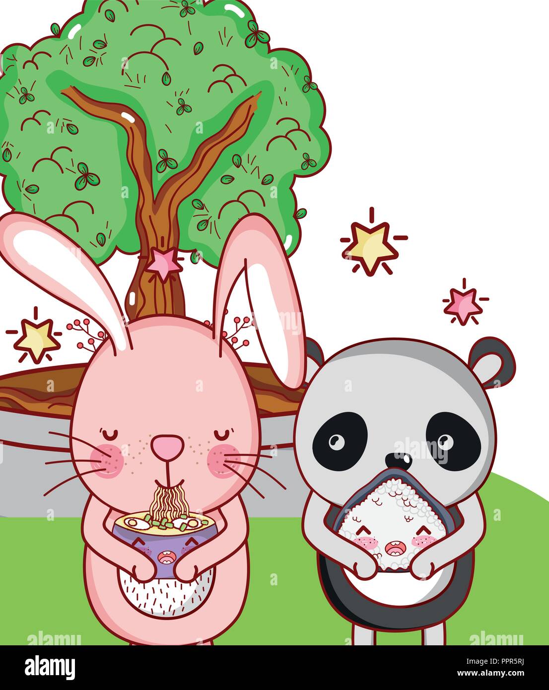 Cute animals with sushi kawaii Stock Vector Image & Art - Alamy