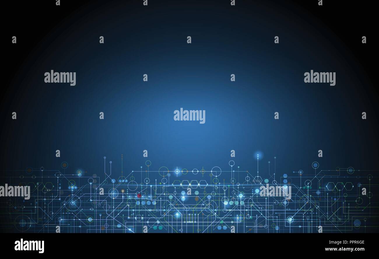 Vector illustration circuit board and hexagons background. Hi-tech digital technology and ...