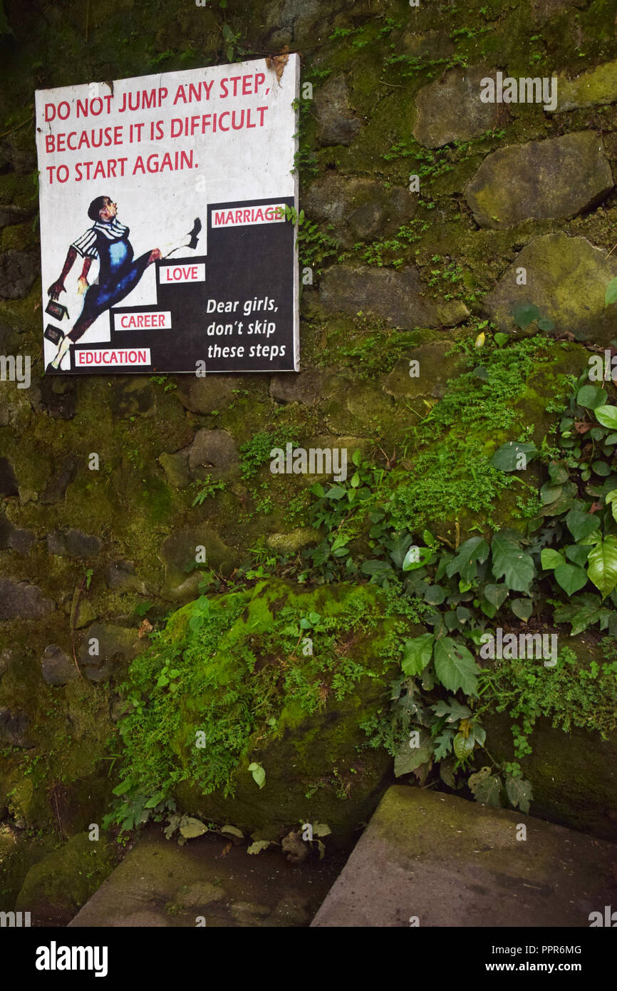 Funny sign career advice hiking Stock Photo - Alamy