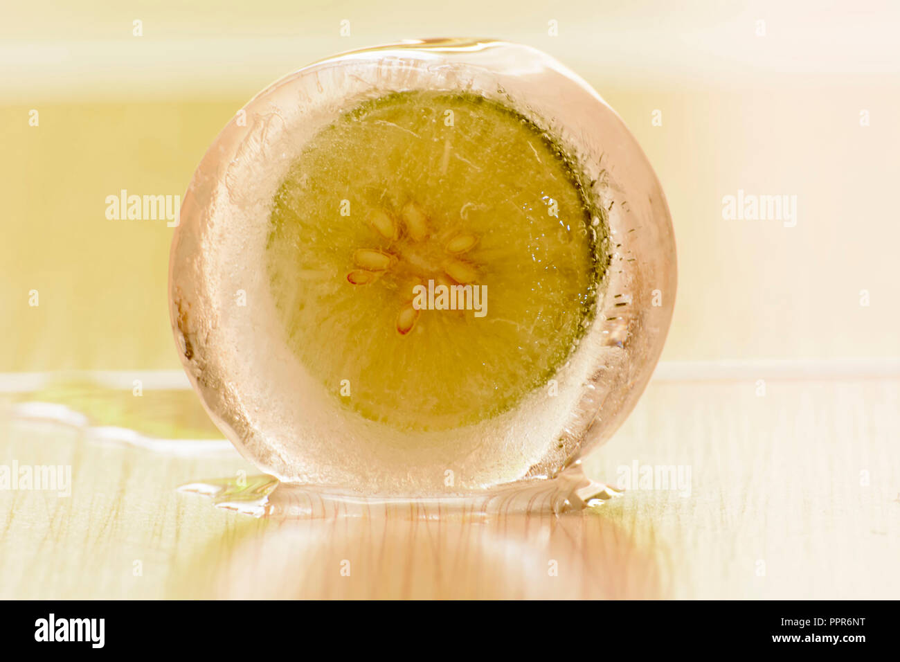 This picture is The lime in ice. It look cool its was frozen Stock ...
