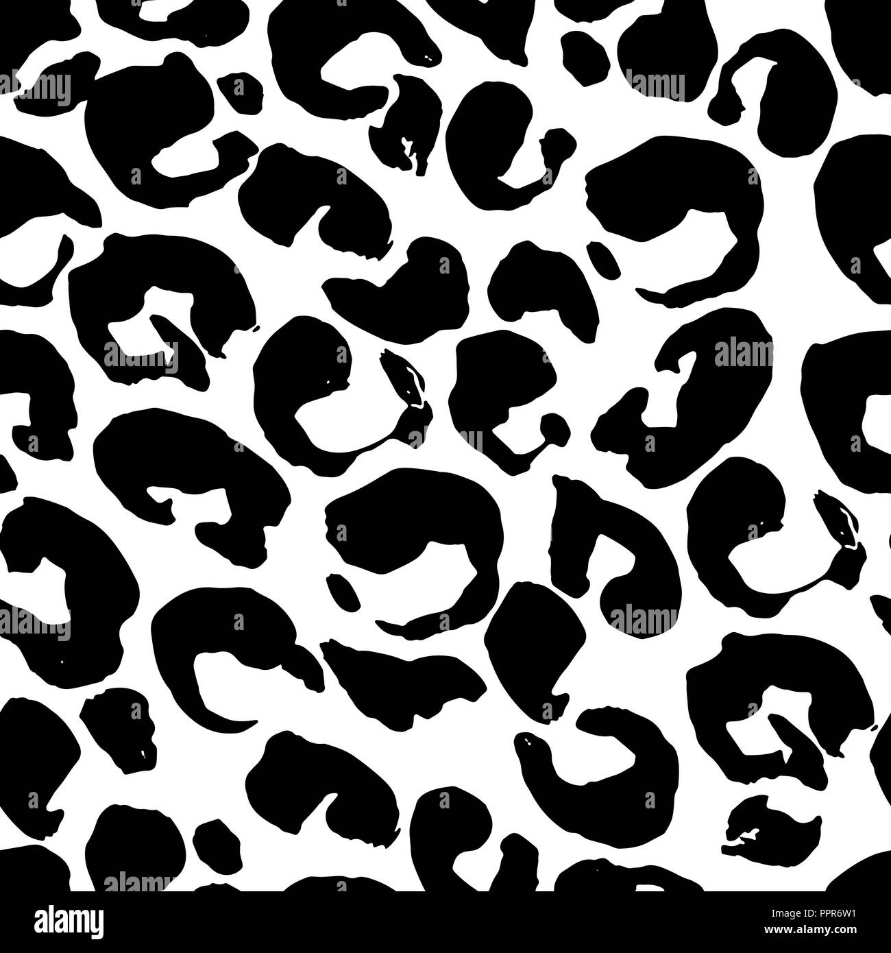 Seamless black and white leopard pattern. Animal skin grunge texture ...
