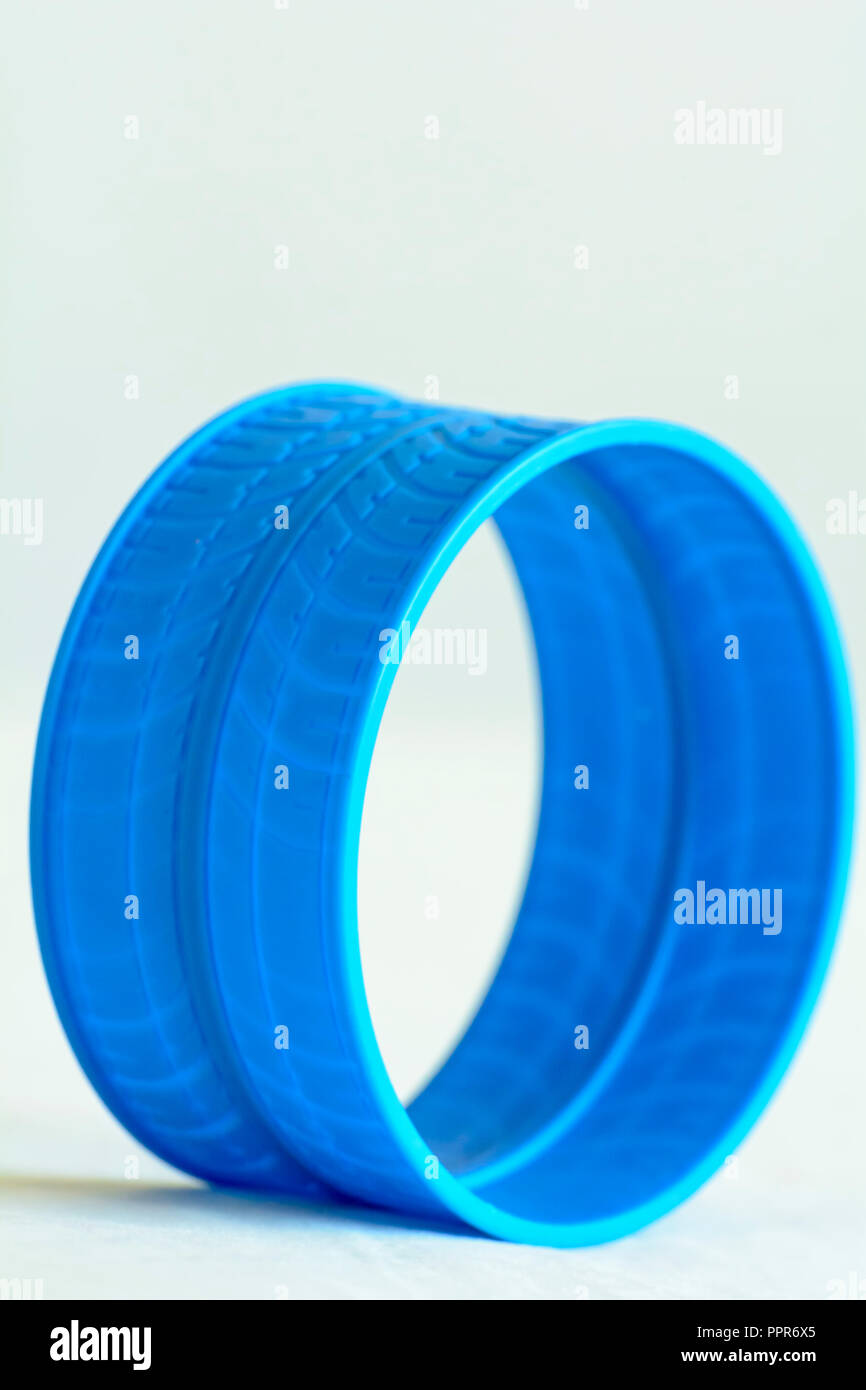This picture is the round blue plastic loop that can play it Stock ...