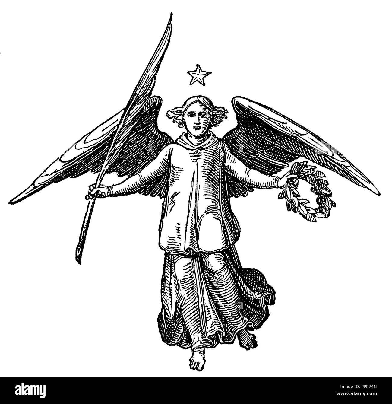 Religion christianity angel palm branch Black and White Stock Photos ...