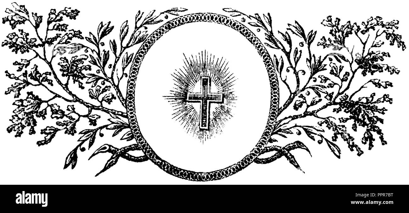 Ornament: beginning of the chapter vignette with cross, 1863 Stock ...
