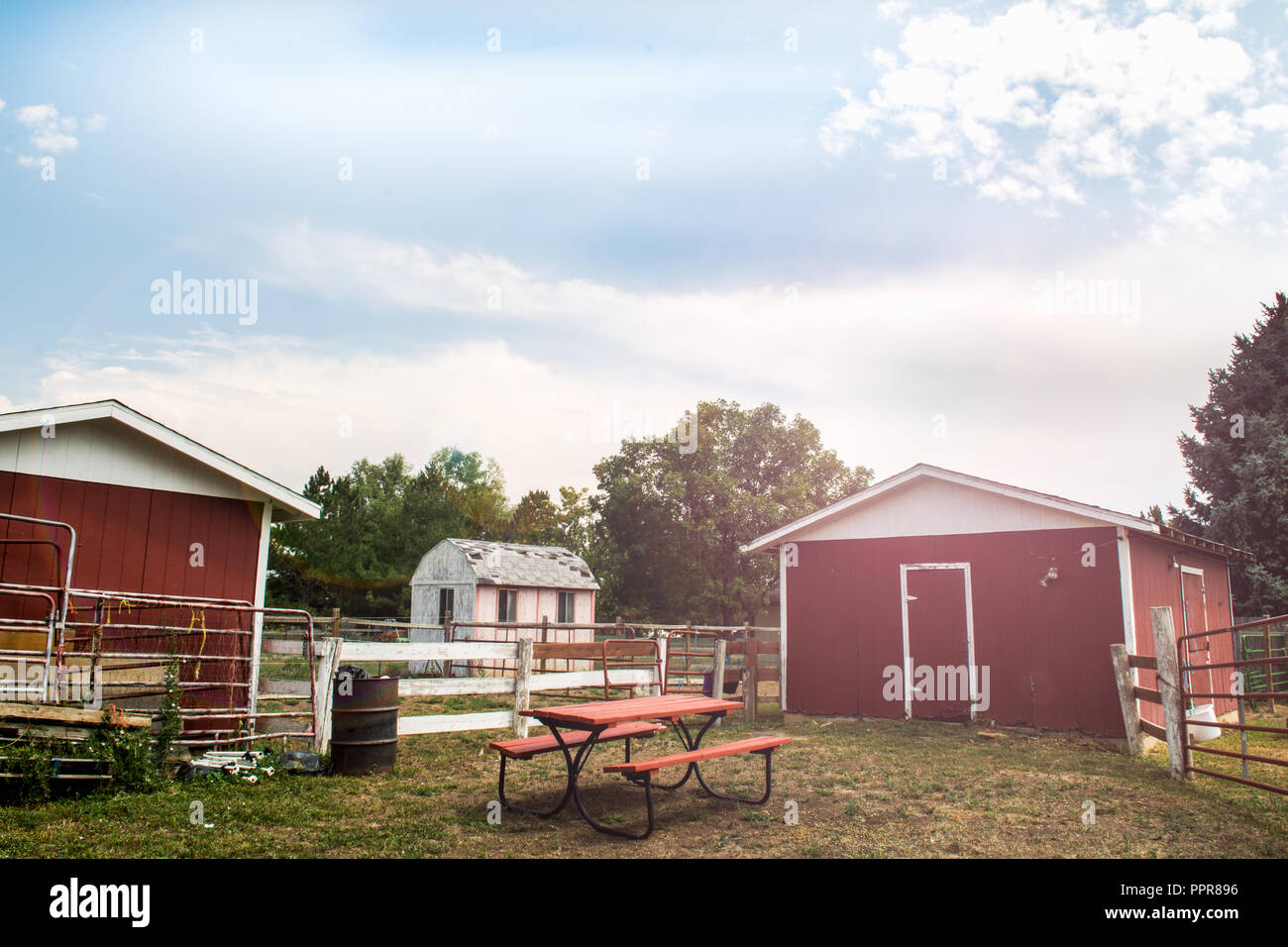 Out buildings and shed on a small farm Stock Photo - Alamy