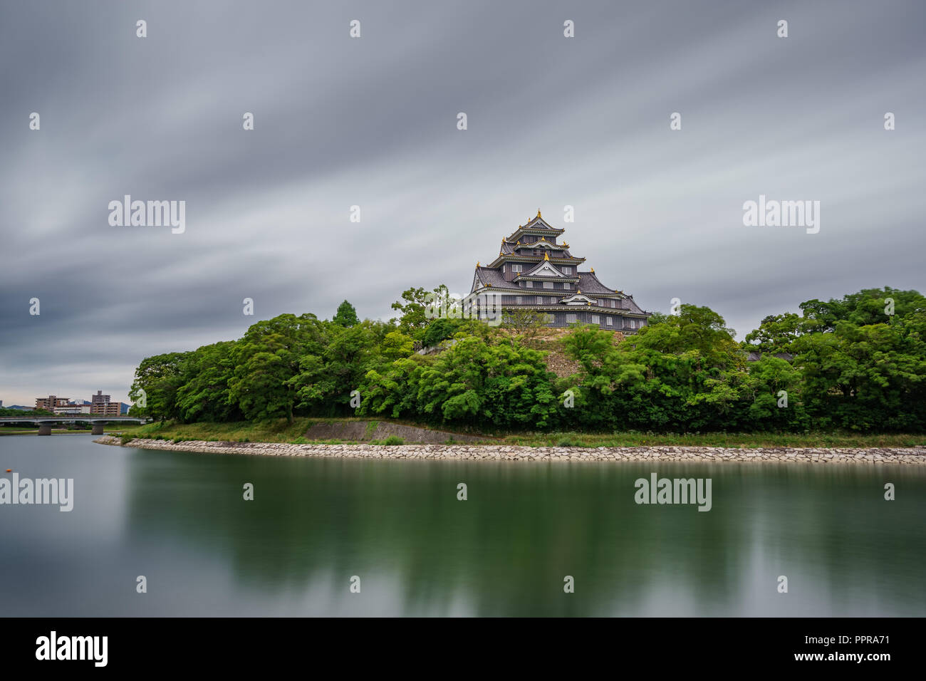 Okayama Castle and river in Japan, ultra long exposure Stock Photo - Alamy