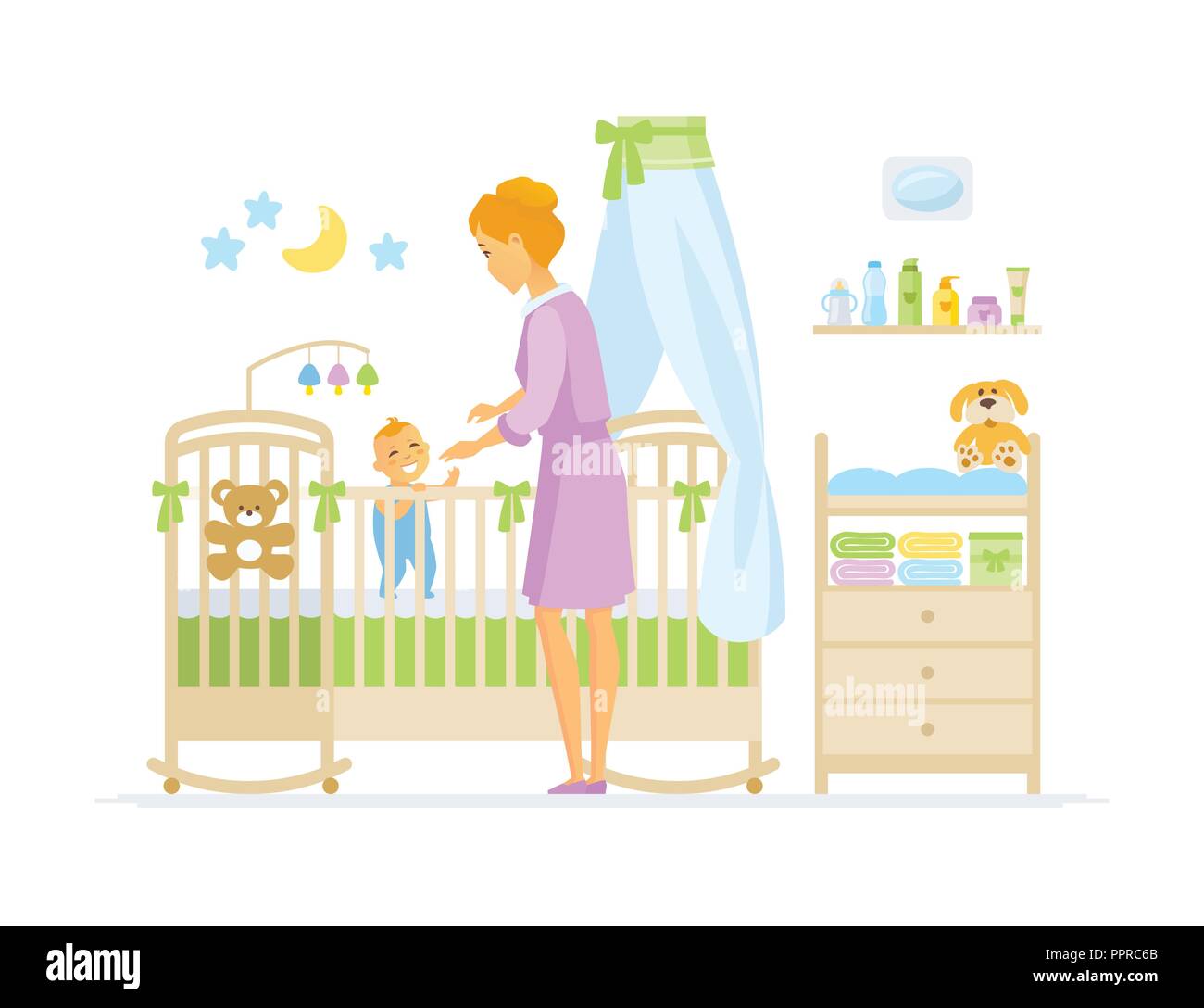 Mother with baby - cartoon people characters illustration Stock Vector ...
