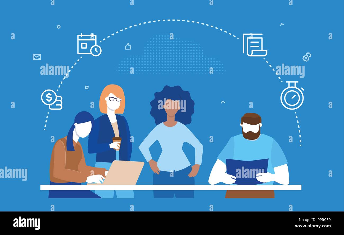 Business process - flat design style colorful illustration Stock Vector ...