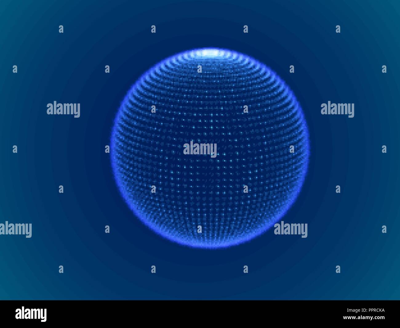 Cyber space concept: 3d digital sphere consisting of glowing particles ...