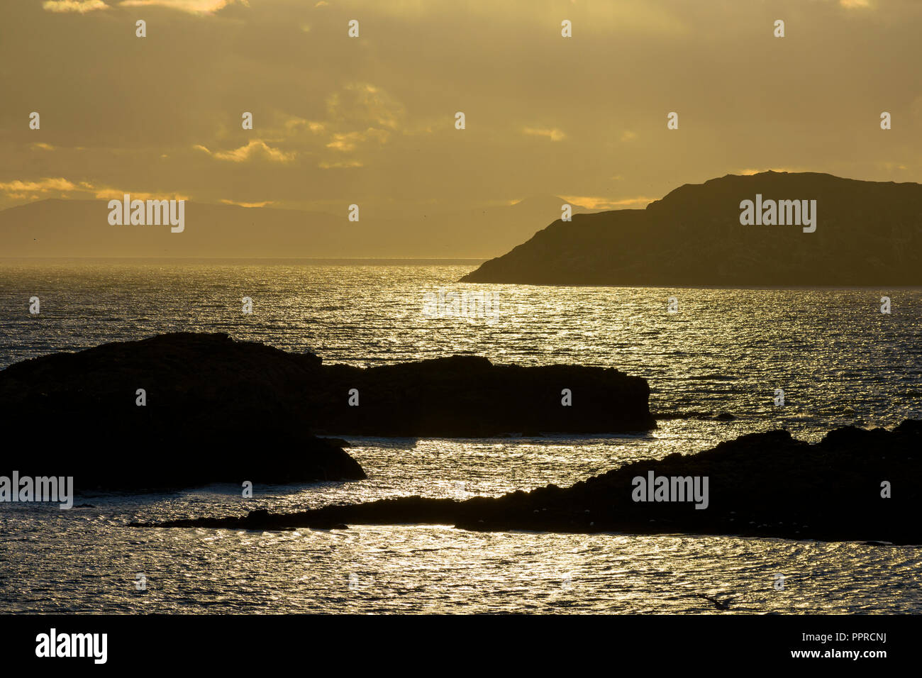 Firth of Forth with little islands at sunset, North Berwick, Firth of ...