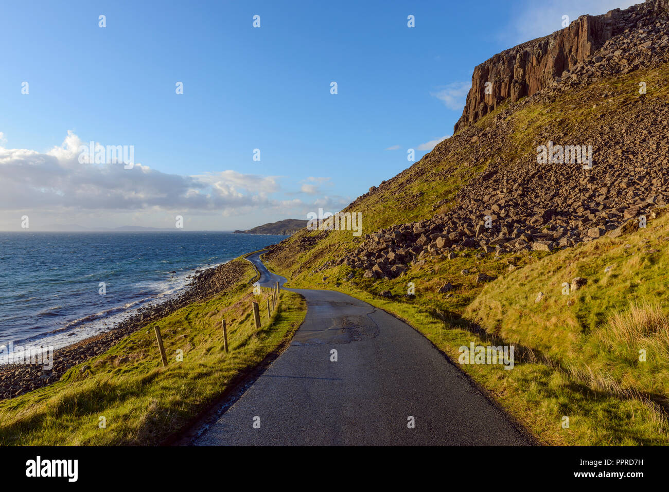 Coastal road in typical scottish landscape, Isle of Skye, Scotland ...