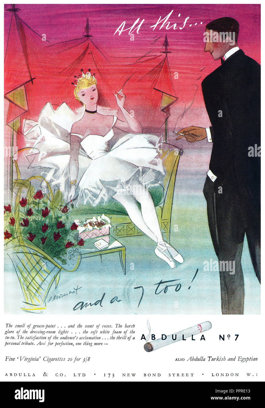 1948 British advertisement for Abdulla No. 7 cigarettes Stock Photo - Alamy