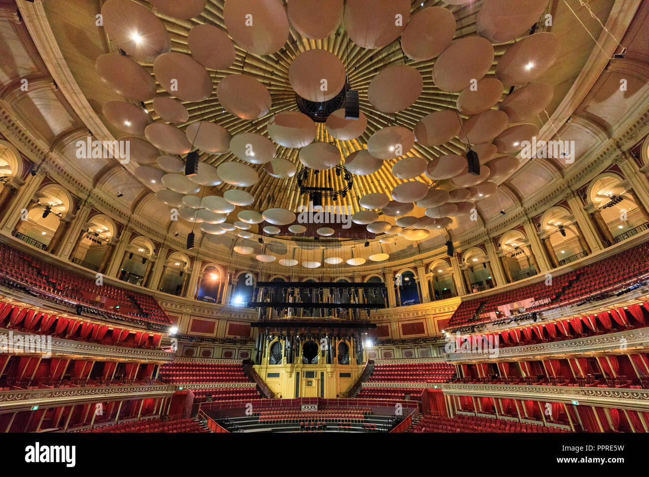 Royal Albert Hall, interior building architecture of empty auditorium ...