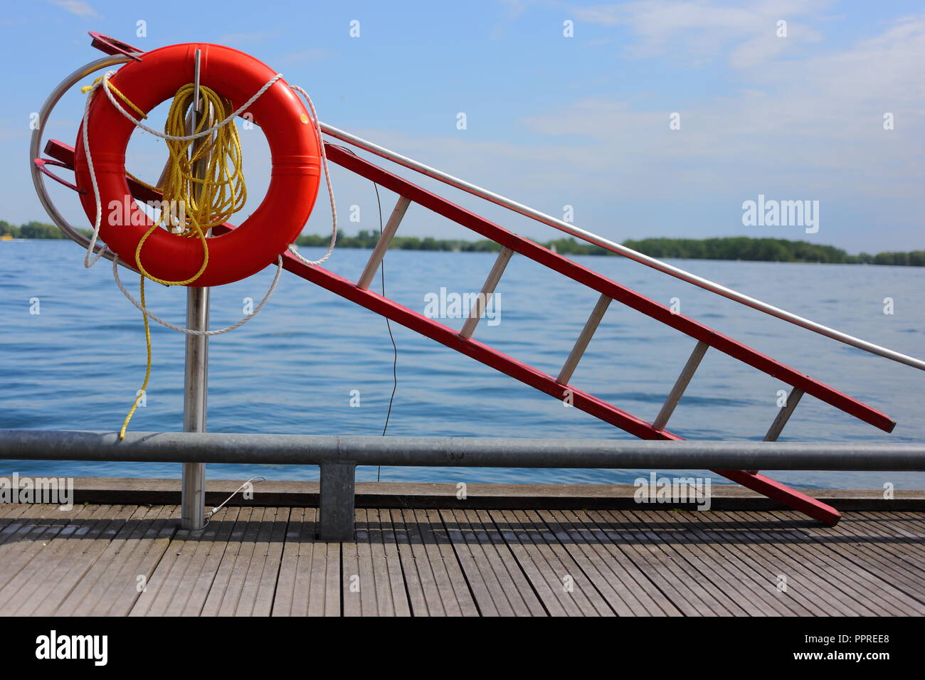 Red life preserver and ladder. (Toronto Harbour, CANADA Stock Photo - Alamy