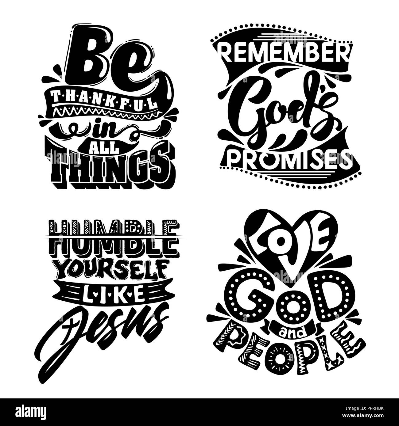 Christian typography and lettering. Illustration of the phrases of ...