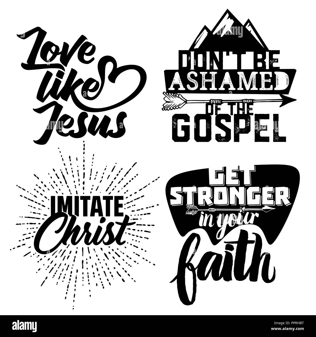 Christian typography and lettering. Illustration of the phrases of ...
