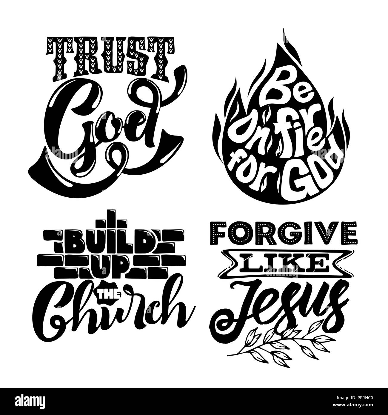 Christian typography and lettering. Illustration of the phrases of ...