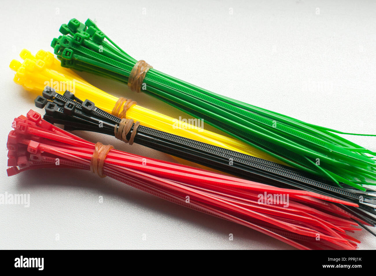 Different colors of plastic nylon cable ties with self-locking teeth ...