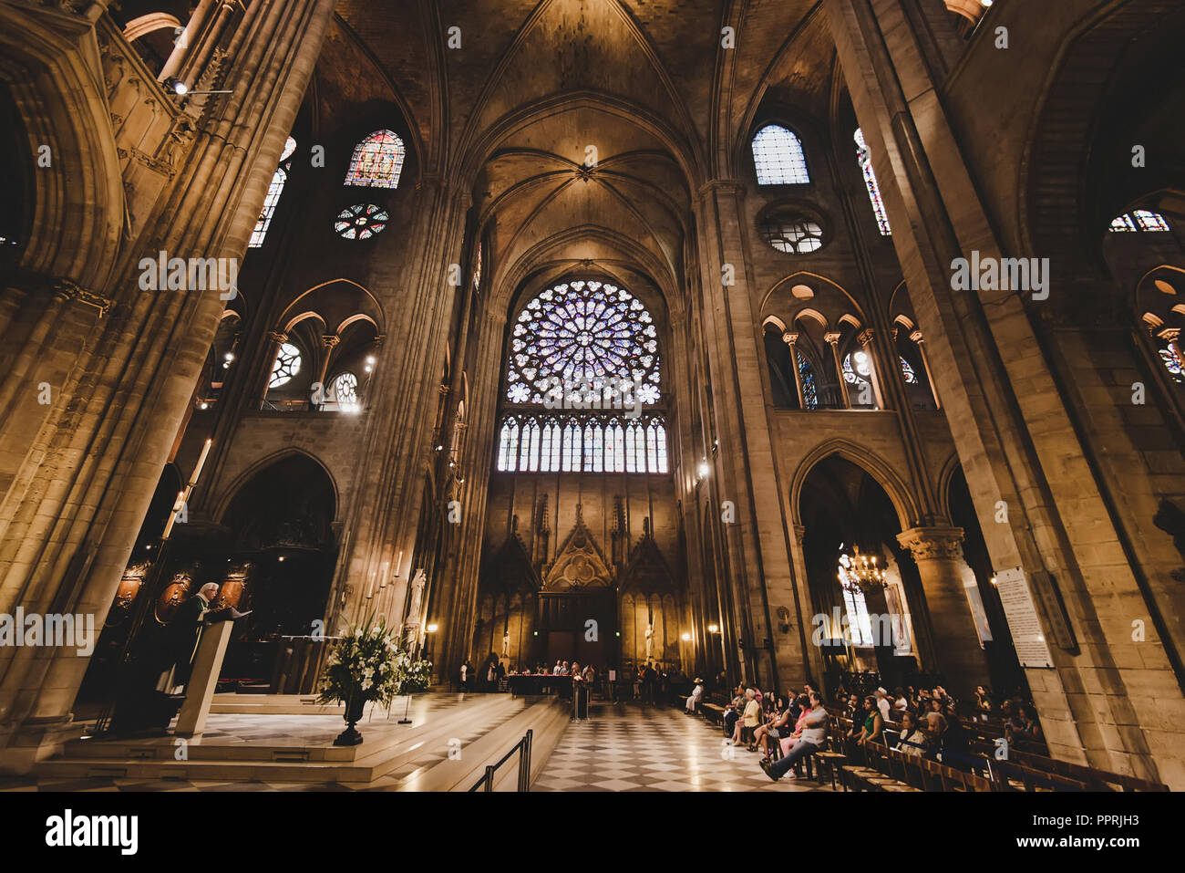 Notre Dame Cathedral Paris Interior Stock Photos & Notre Dame Cathedral Paris Interior Stock ...