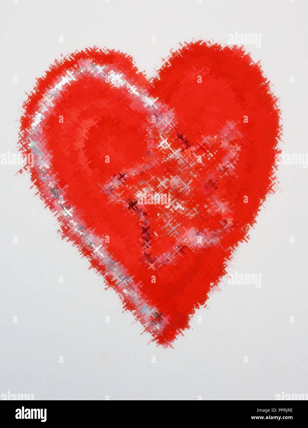 Blurry Red Star in Heart painted illustration Stock Photo - Alamy