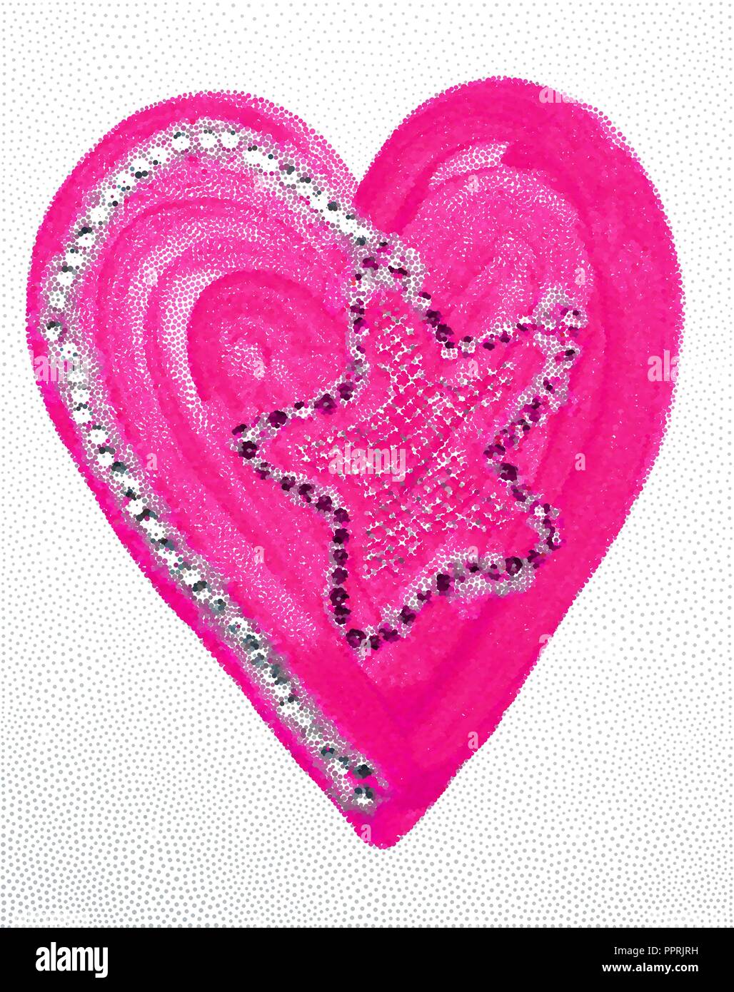 Dotty Pink Star in Heart painted illustration Stock Photo - Alamy