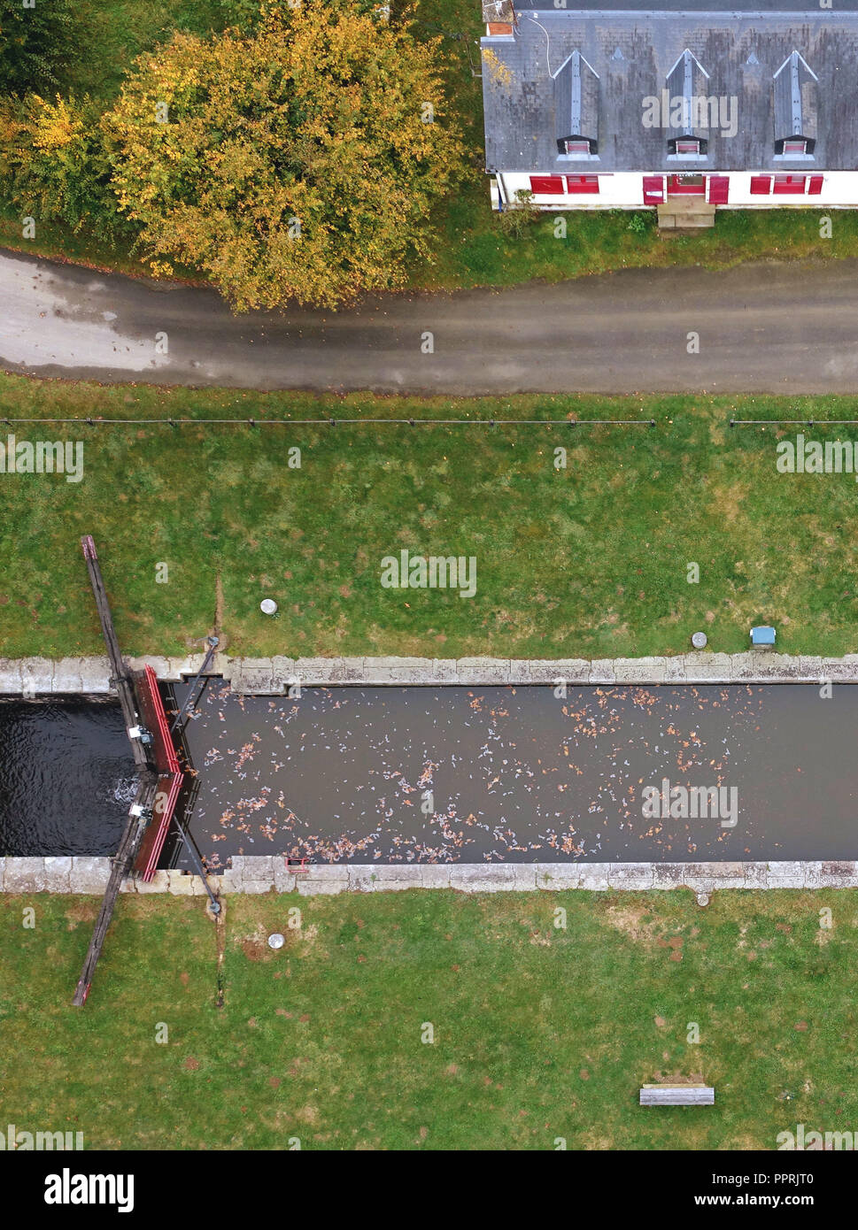 Aerial view of a Lock Stock Photo - Alamy