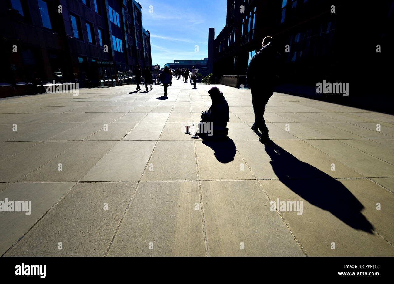 Woman begging in Peter's Hill, between St Paul's Cathedral and the ...