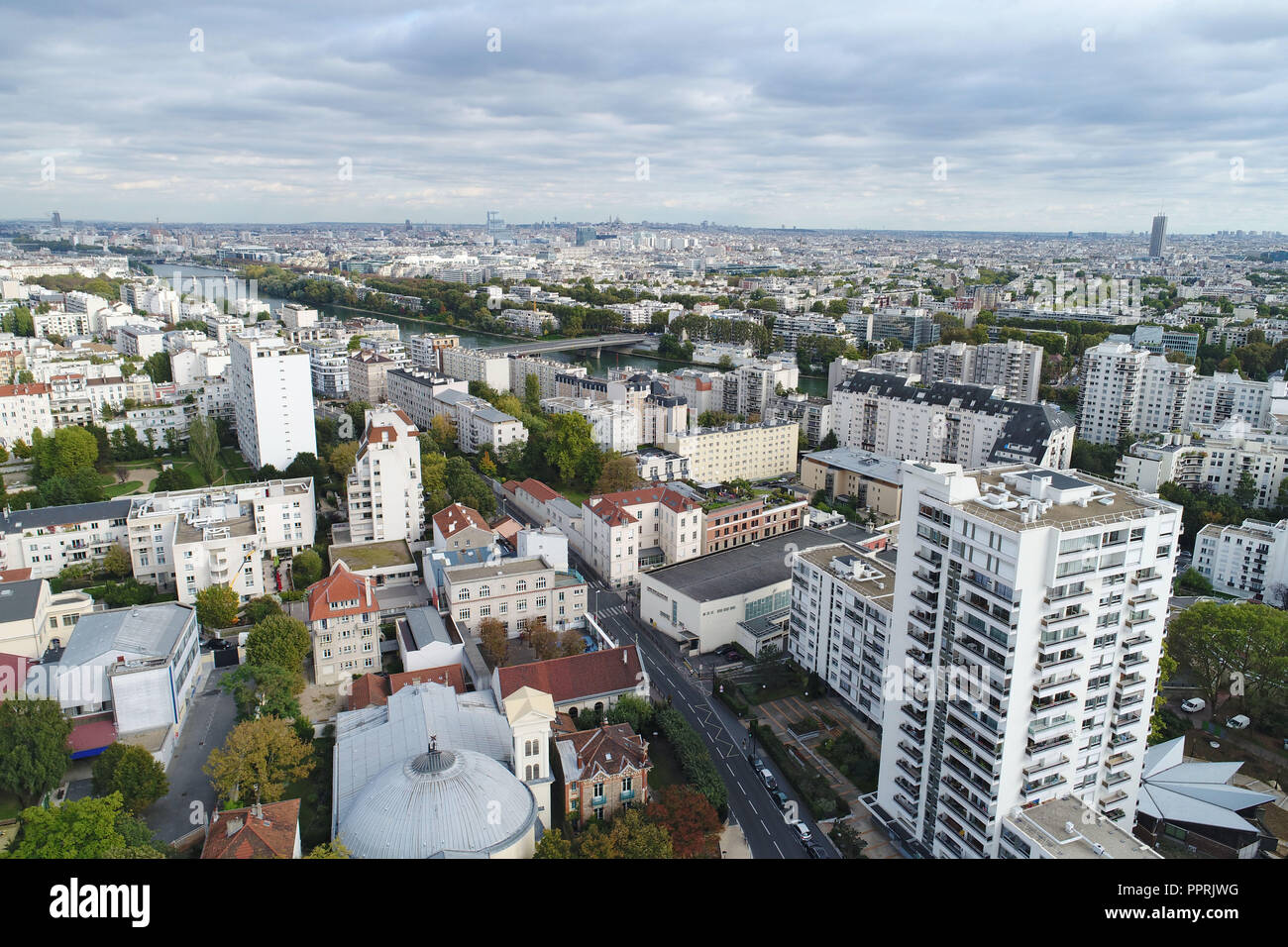 Courbevoie (northern France, Paris area): buildings viewed from the ...