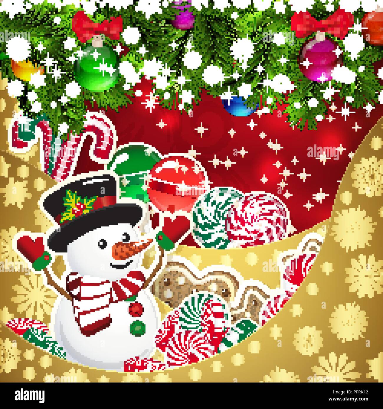 Snowman on gold Stock Vector Images - Alamy