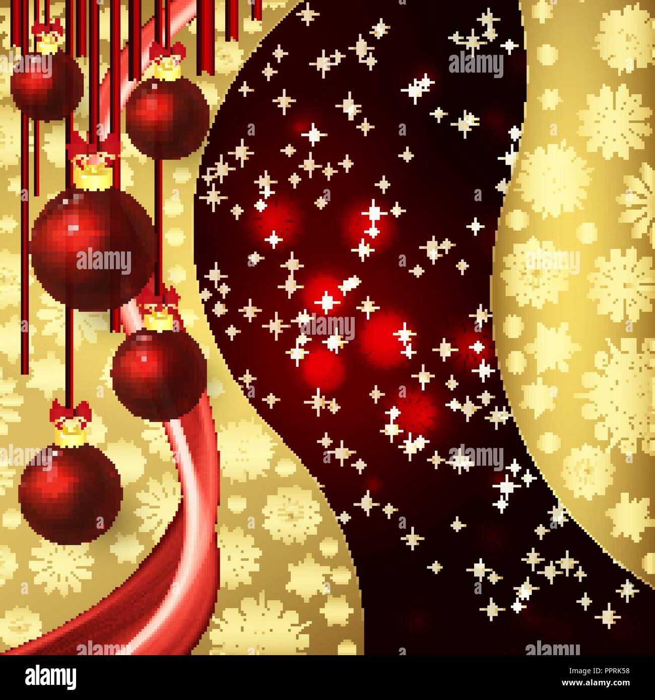 Vector christmas background with baubles on a dark red Stock Vector ...