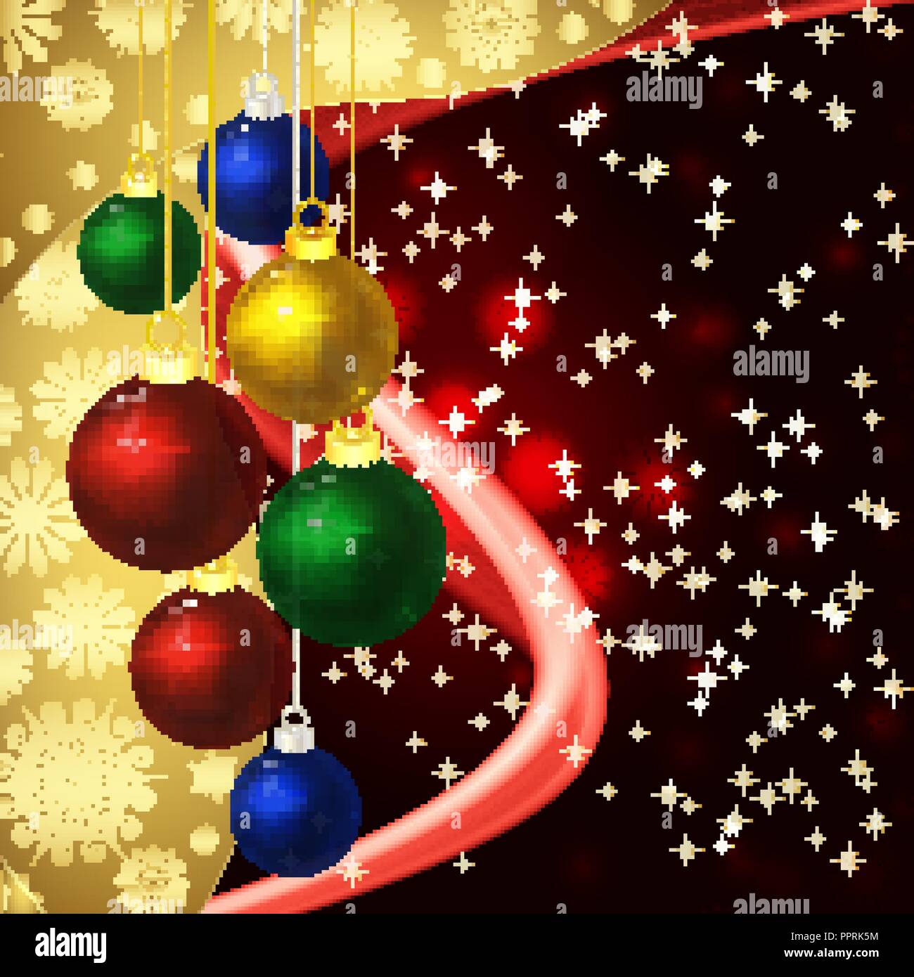 Vector christmas background with baubles on a dark red Stock Vector ...