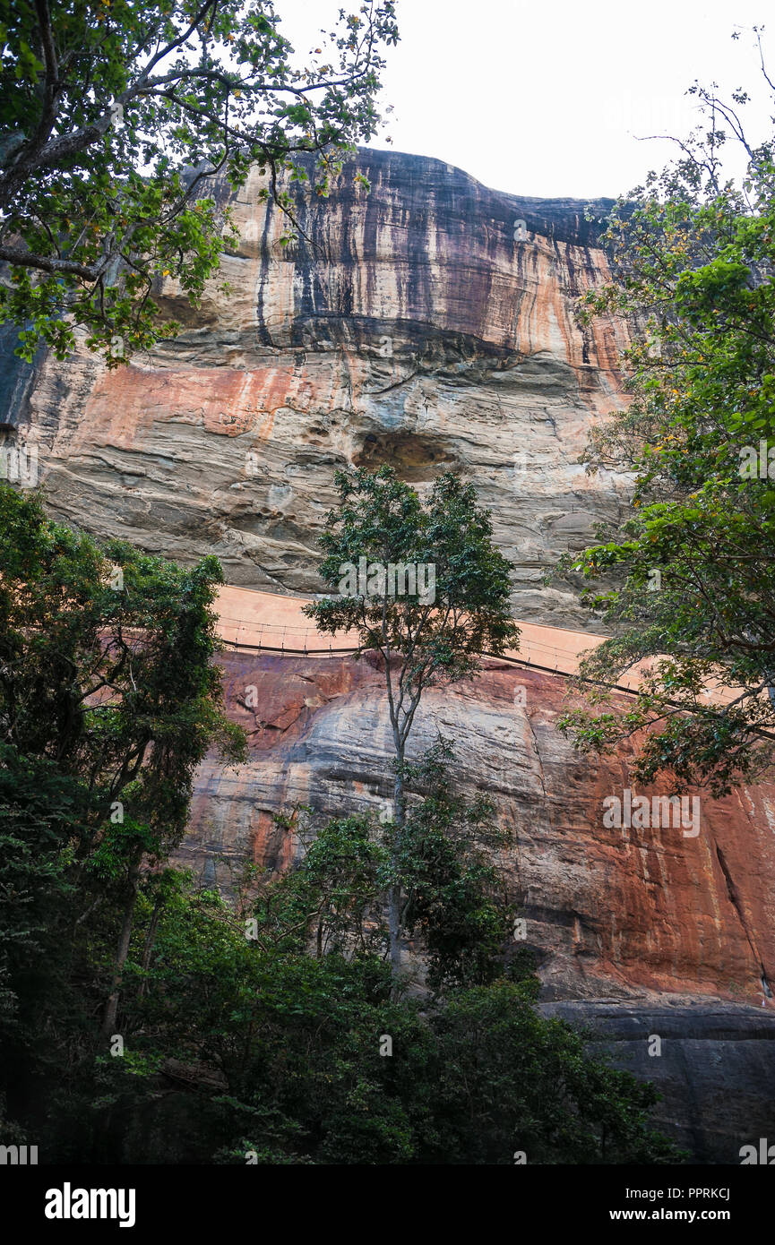 Sigiriya Rock (Lion Rock), near Dambulla, Sri Lanka. Close up of the ...