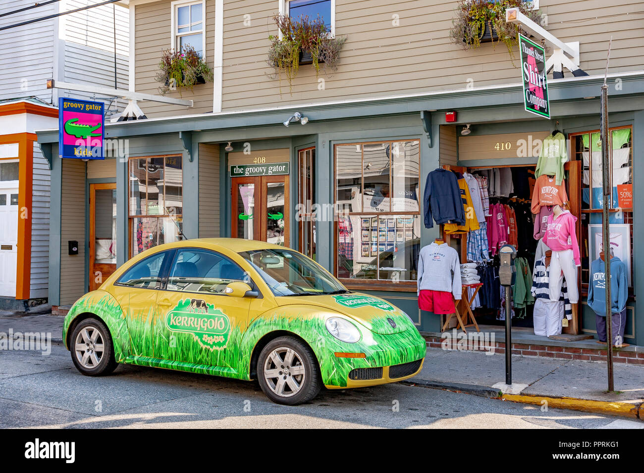 Yellow and Green KerryGold Butter VW Beetle parked outside a store ...