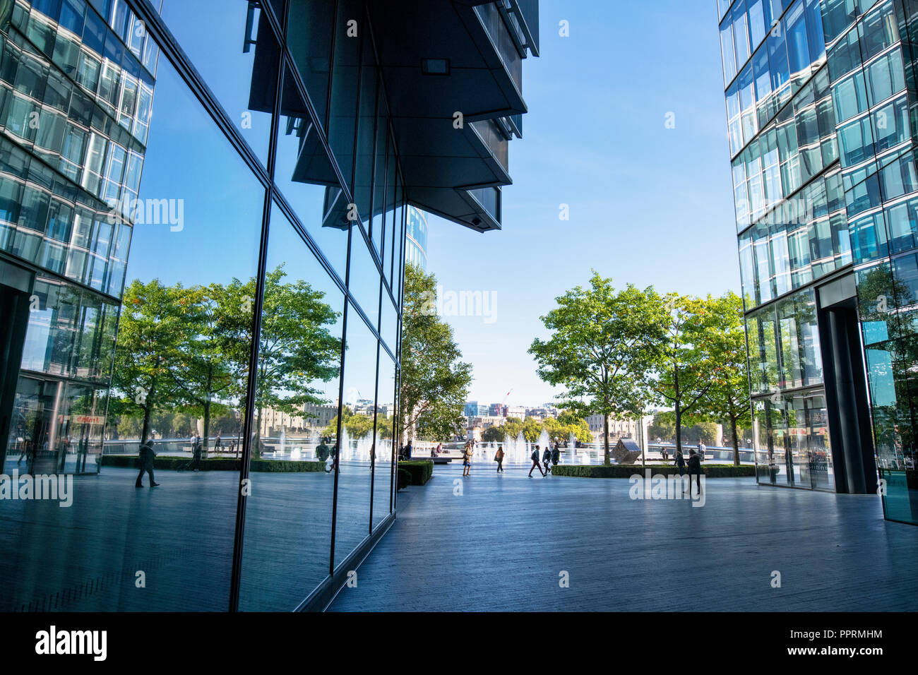 Buildings with reflections in glass windows. More London Riverside ...