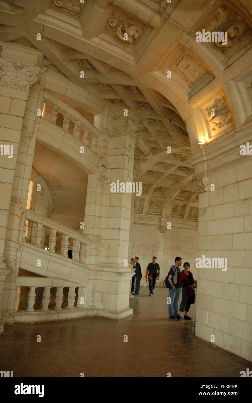 The famous spiral staircase in the Keep of the royal Chateau de ...