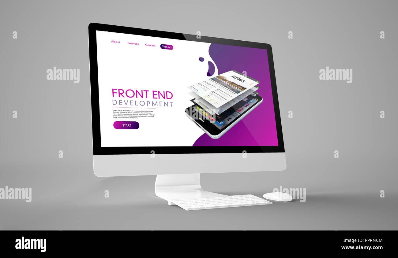 front end website screen computer 3d rendering Stock Photo - Alamy