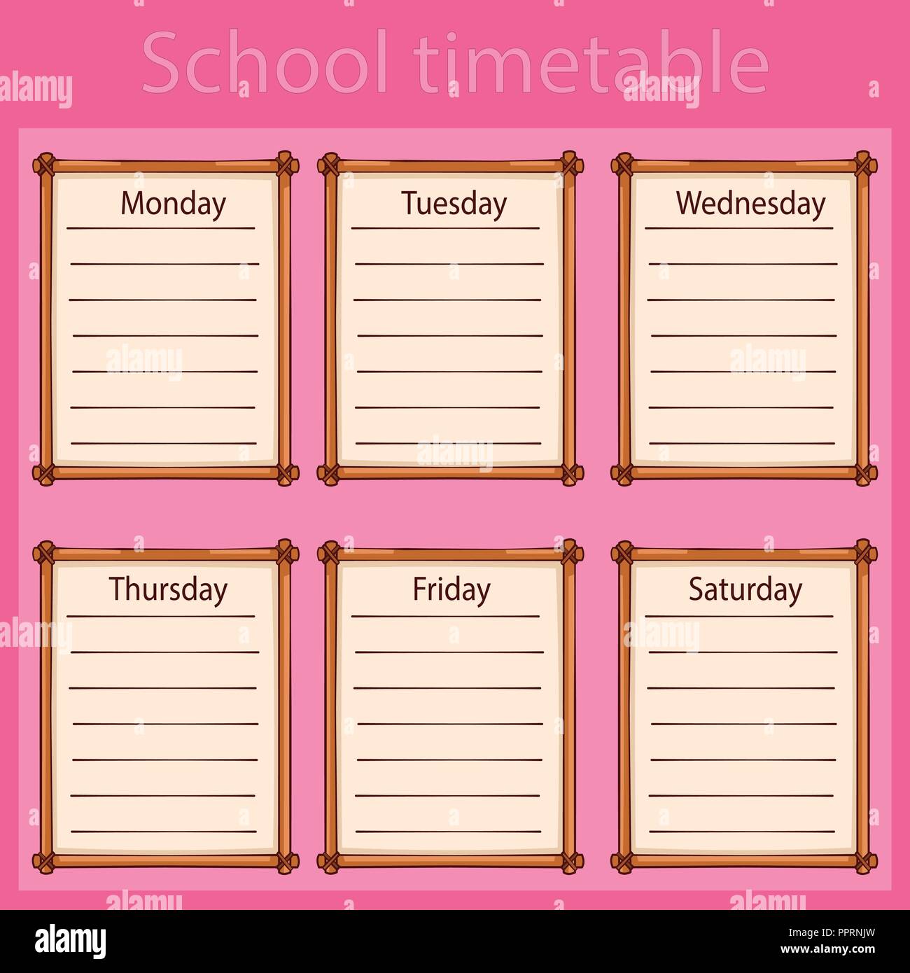 Template school timetable for students or pupils. Vector Illustration ...