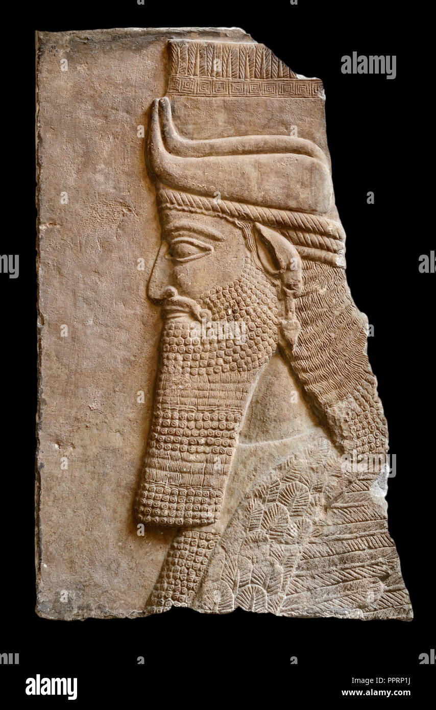 Assyrian head of a winged bull (c728BC) from Nimrud, central Palace, in ...