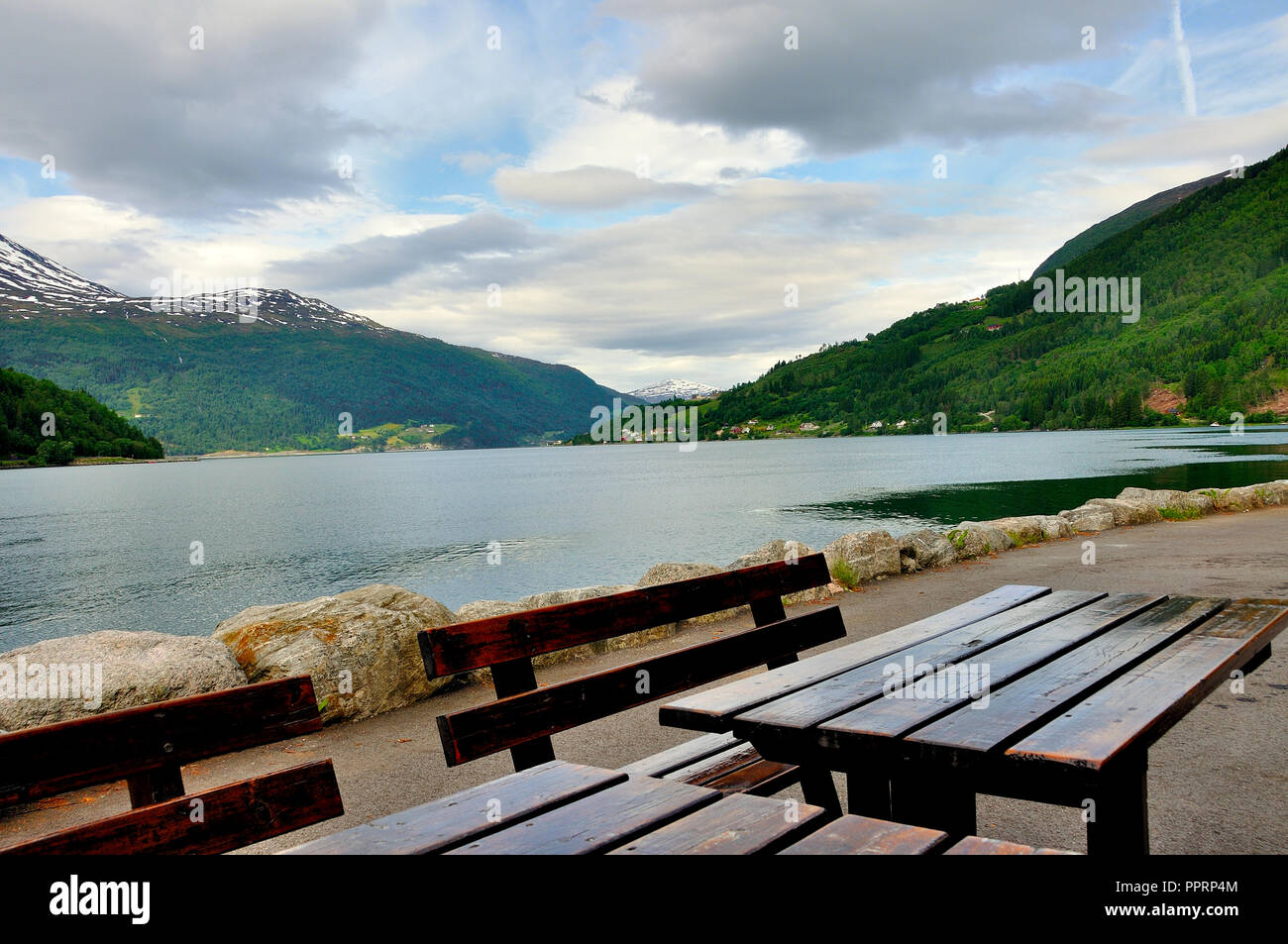 views of the loen village in norway with its fjord Stock Photo - Alamy