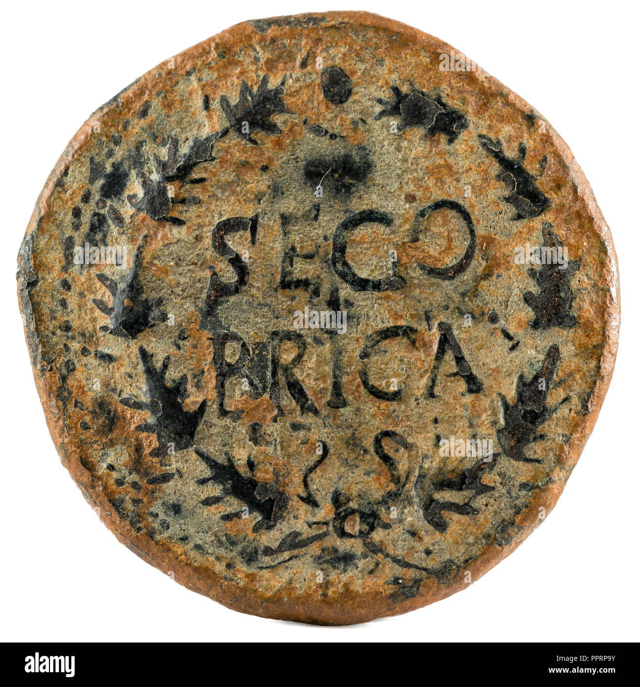 Ancient Roman copper coin. As of Emperor Caligula. Coined in Segobriga ...