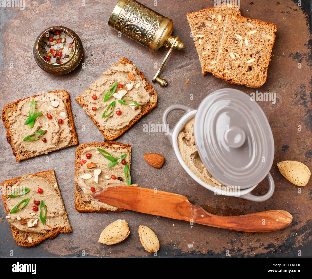 Fresh homemade chicken (duck, goose, rabbit, Turkey) liver pate with ...