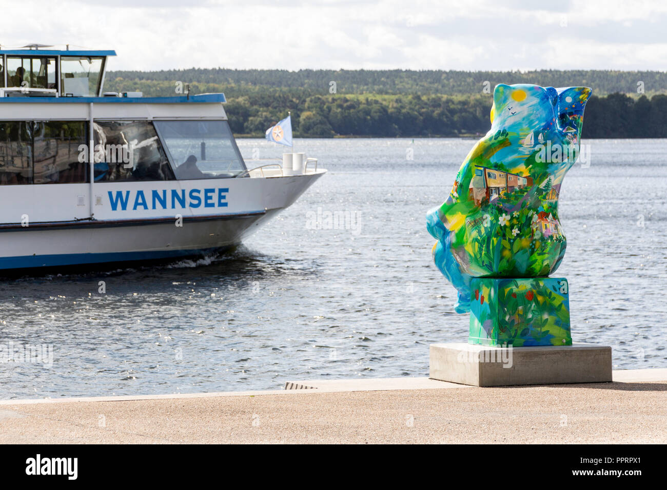 The BVG ferry Wansee arriving at Kladow with the Buddy Bear Stock Photo ...