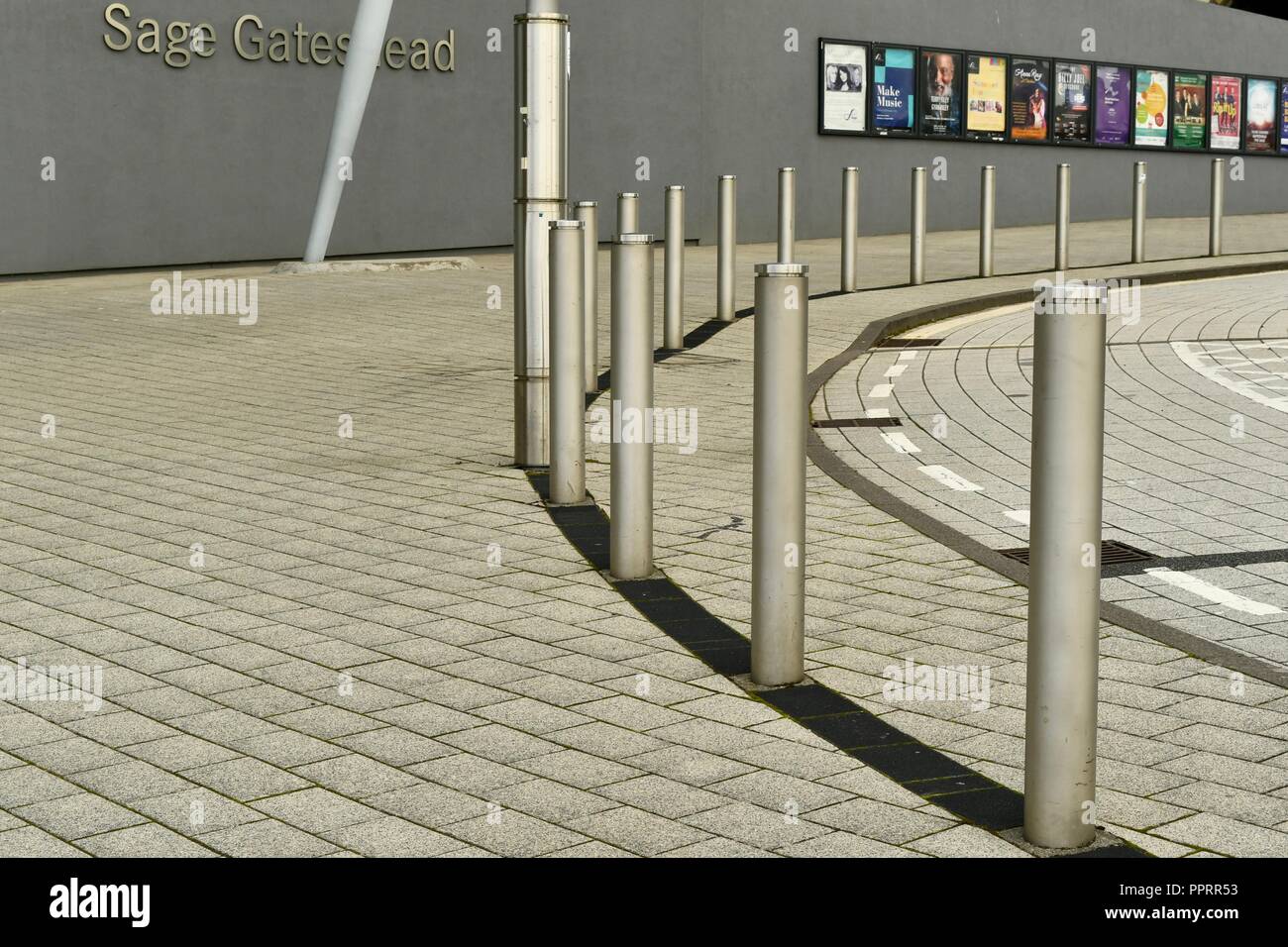 Theatre posters on the wall of the Sage in Gateshead Stock Photo - Alamy