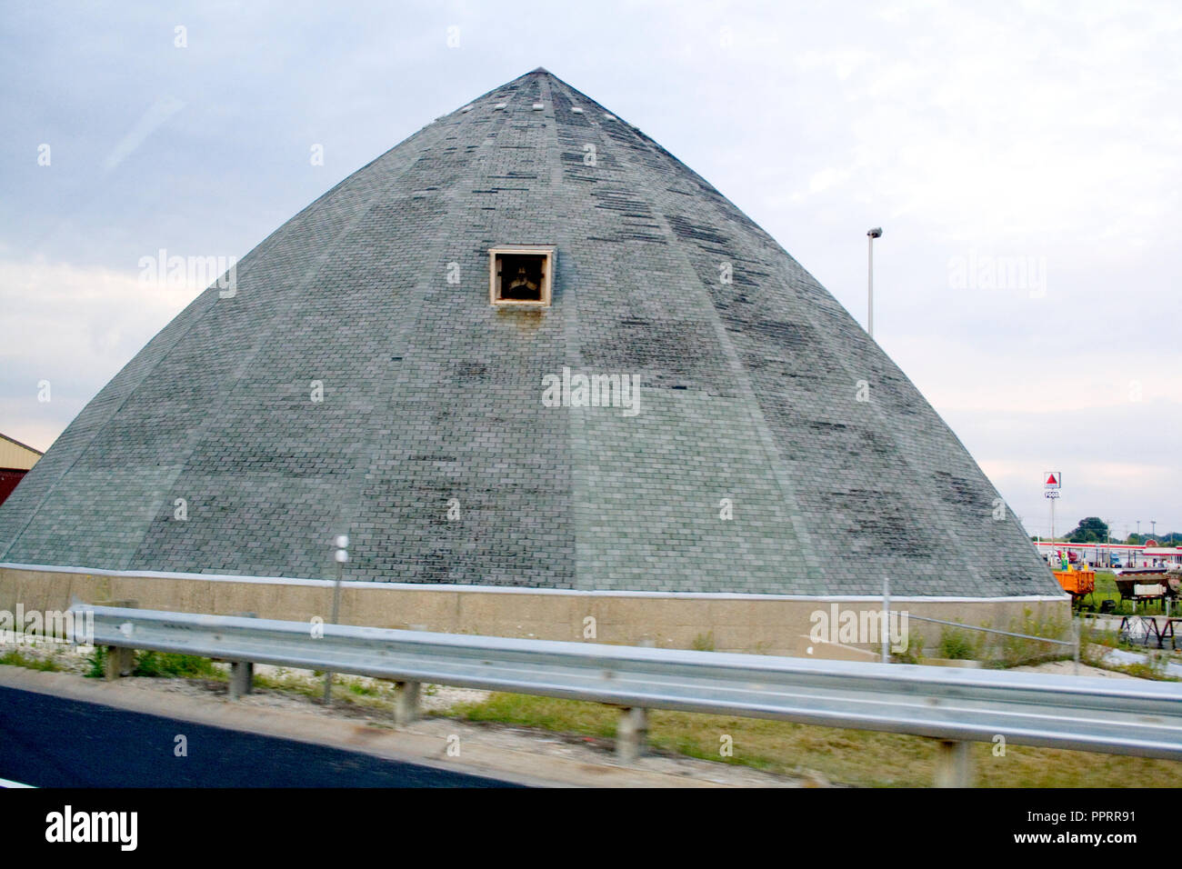 Freeway 94 pyramid like building housing foul weather materials like ...