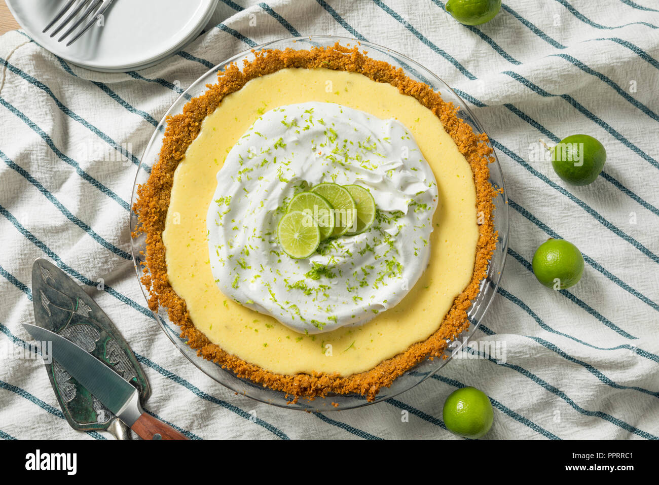 Sweet Homemade Key Lime Pie with Zest and Cream Stock Photo - Alamy